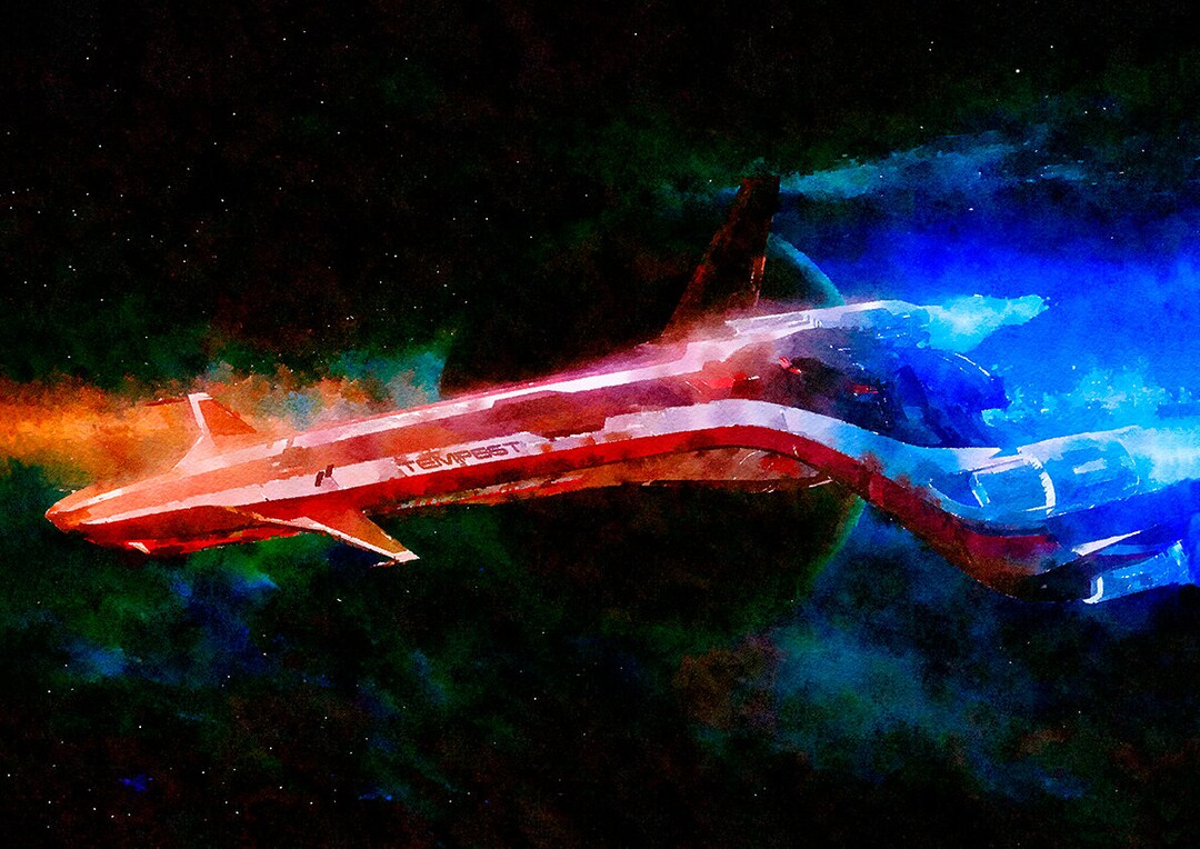 Watercolor Art, Home Decor, Mass Effect Game Art Poster, Video Game Art ...