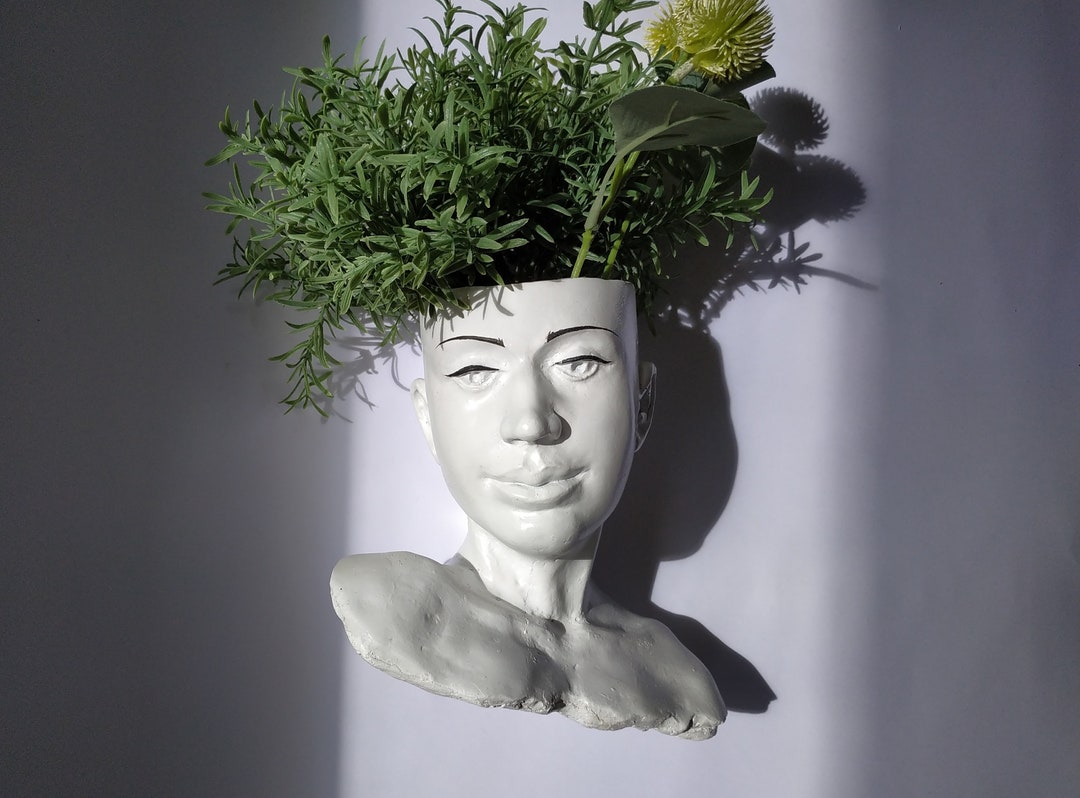 Hanging Face Planter Wall Concrere Head Planter Woman Vase Pot - Etsy
