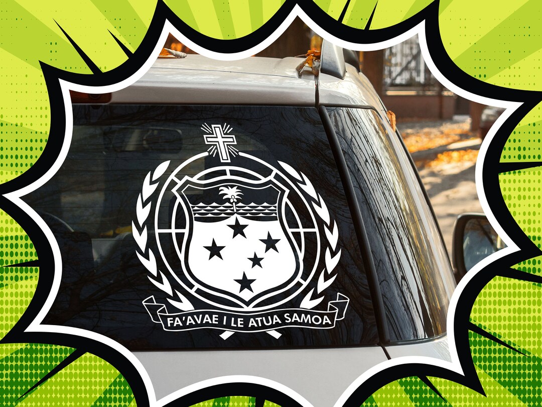 White Samoan Shield Coat of Arms Sticker | Car | 4 X 4 | Polynesian ...