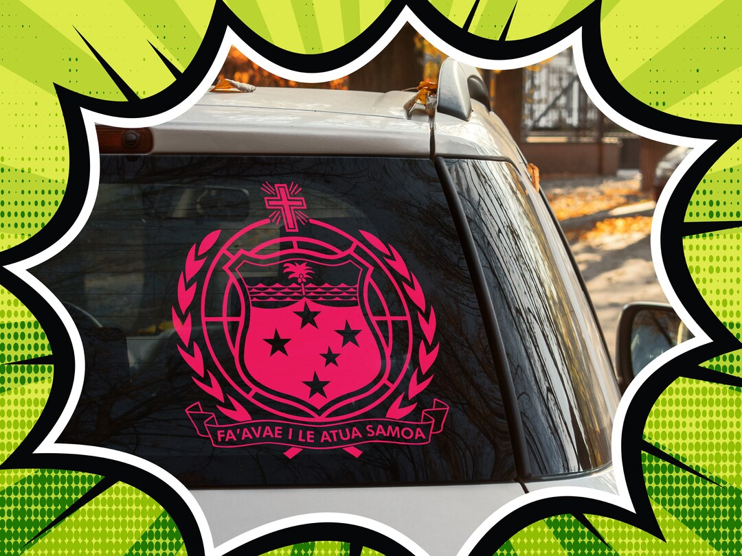 Pink Samoan Shield Coat of Arms Sticker Car 4 X 4 Polynesian Samoa Flag ...