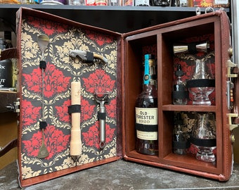 Vintage Style Portable Speakeasy Mini Plus Traveling Bar Case Chest ...