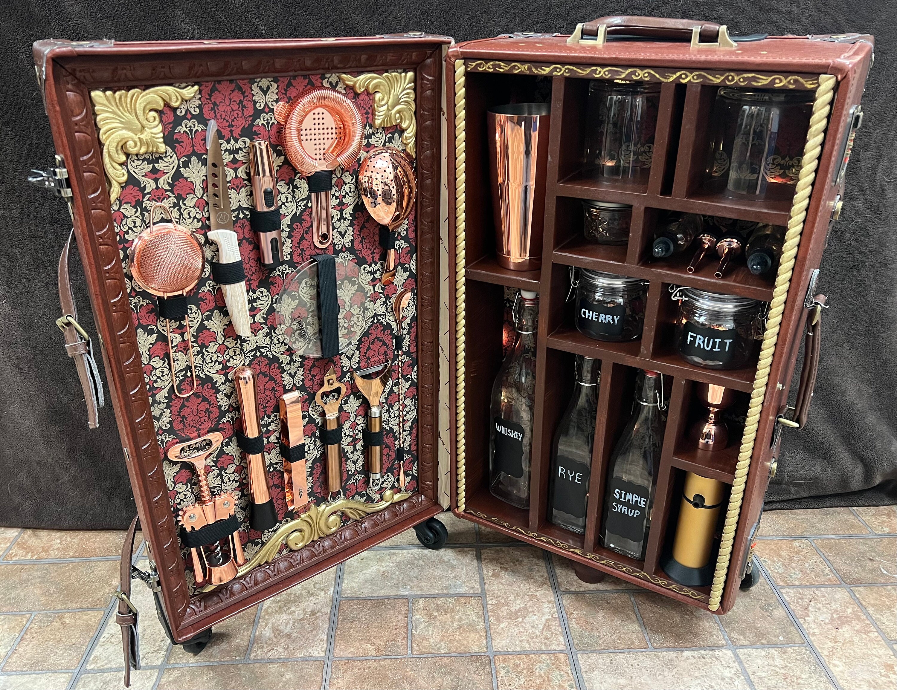 Vintage Style Portable Speakeasy Traveling Bar Case Chest Bartender - Etsy