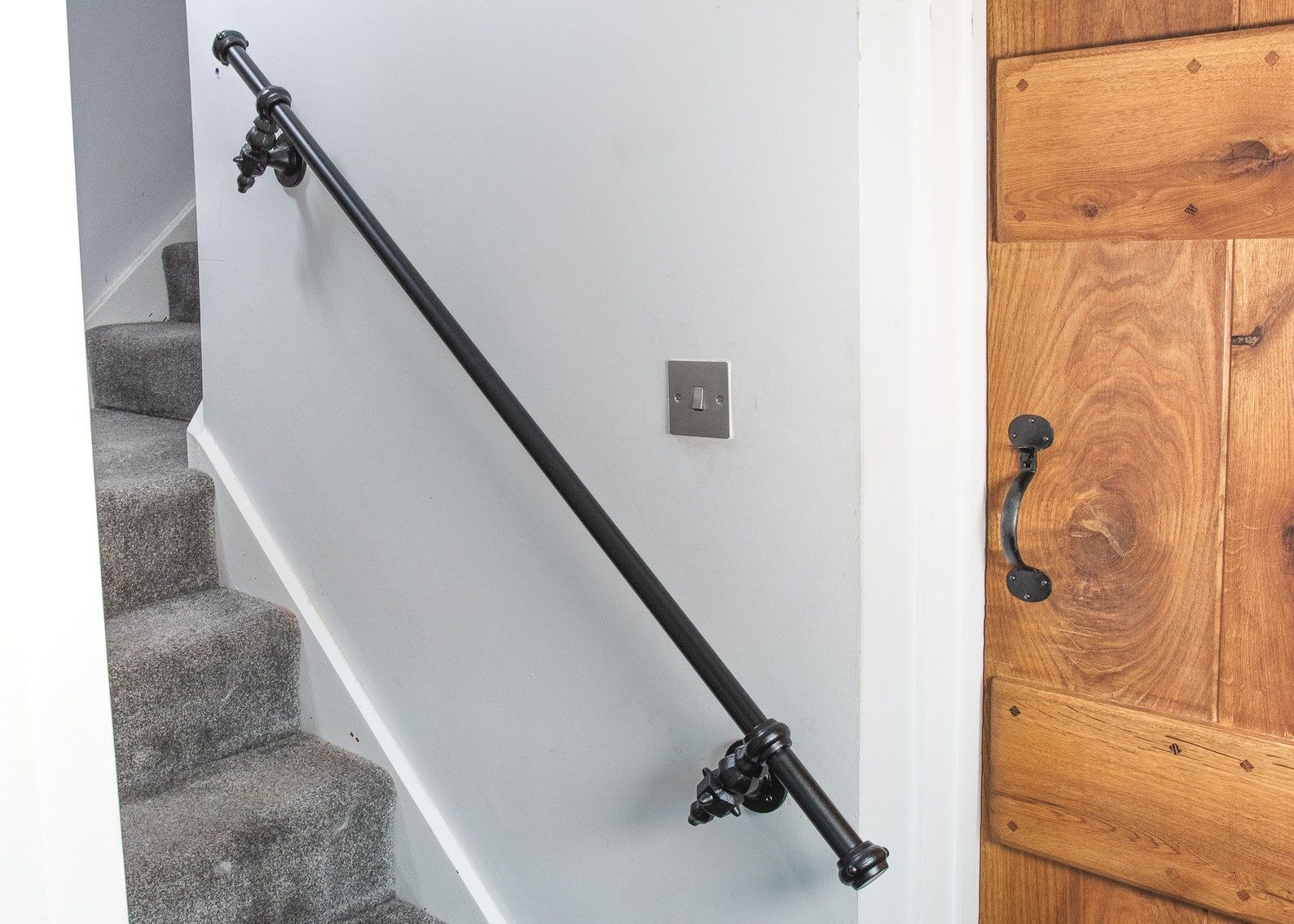 Black Metal Handrail Stair Handrails Wrought Iron Staircase - Etsy UK