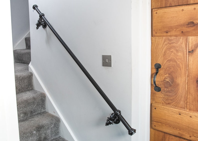 Black Metal Handrail Stair Handrails Wrought Iron Staircase - Etsy UK