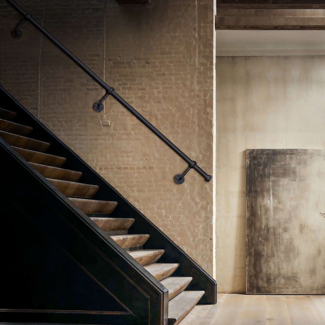 Black Wrought Iron Outdoor Stair Handrail Modern Steel Staircase ...