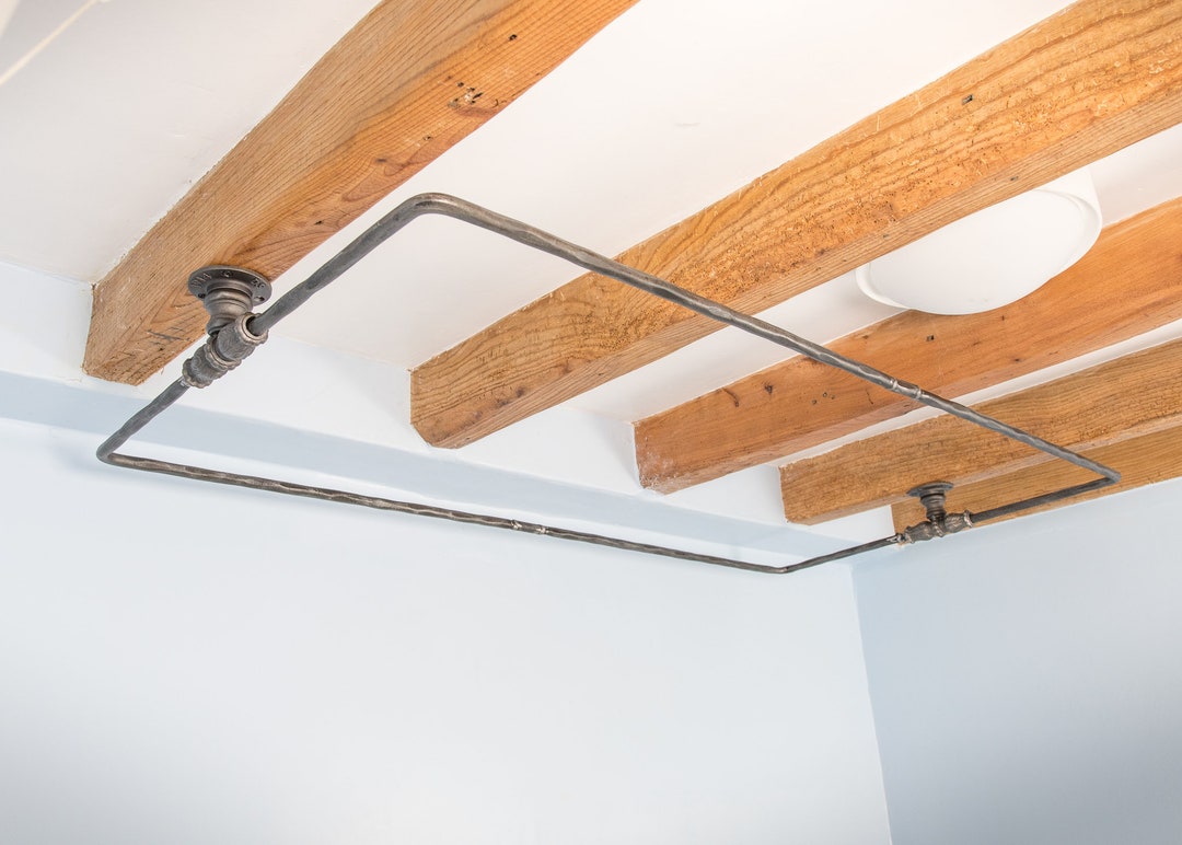 Shower Curtain Rod Ceiling Mounted Rectangular & Squarer Raw Metal ...