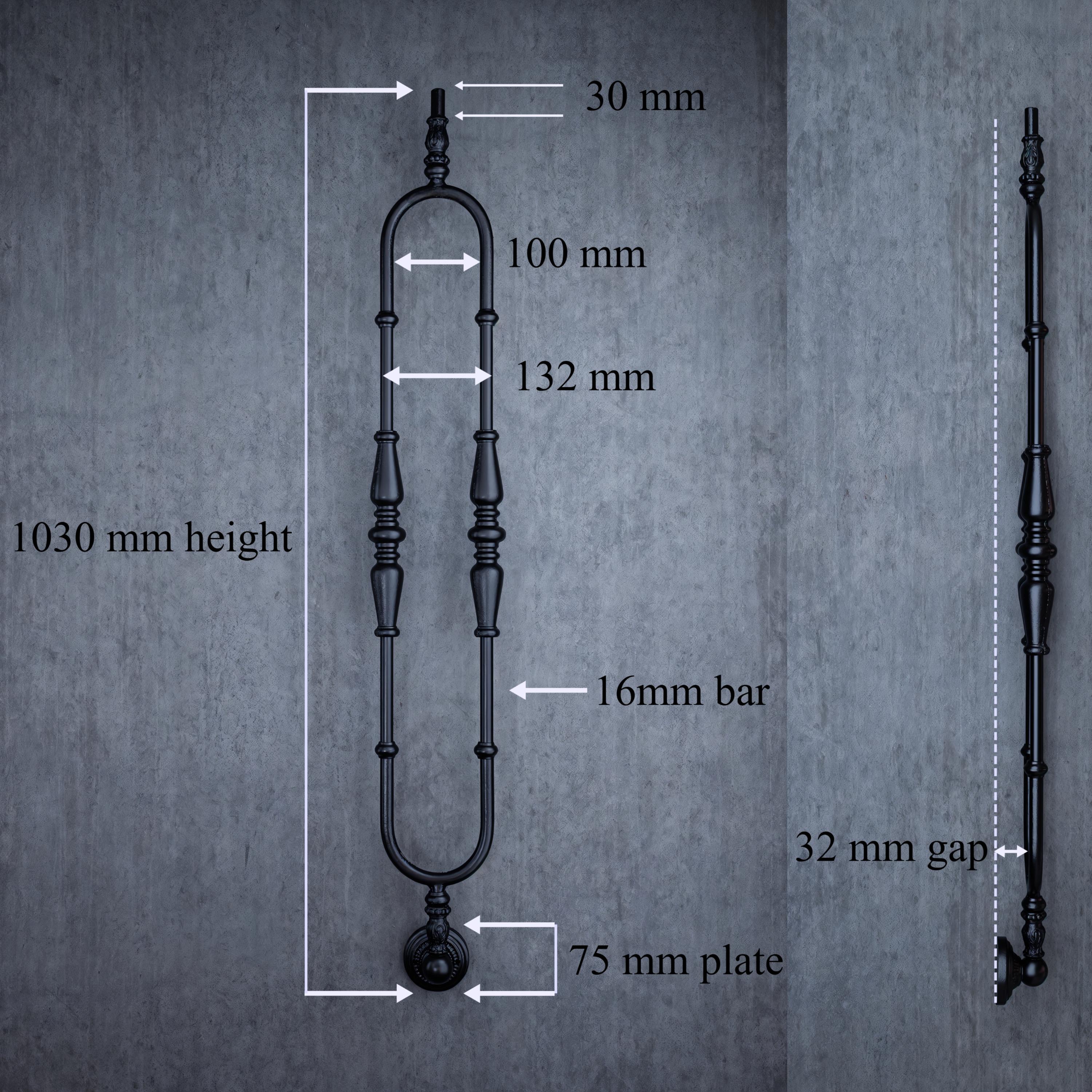 Wrought Iron Stair Spindle Black Railing Panel Handrail Balusters ...