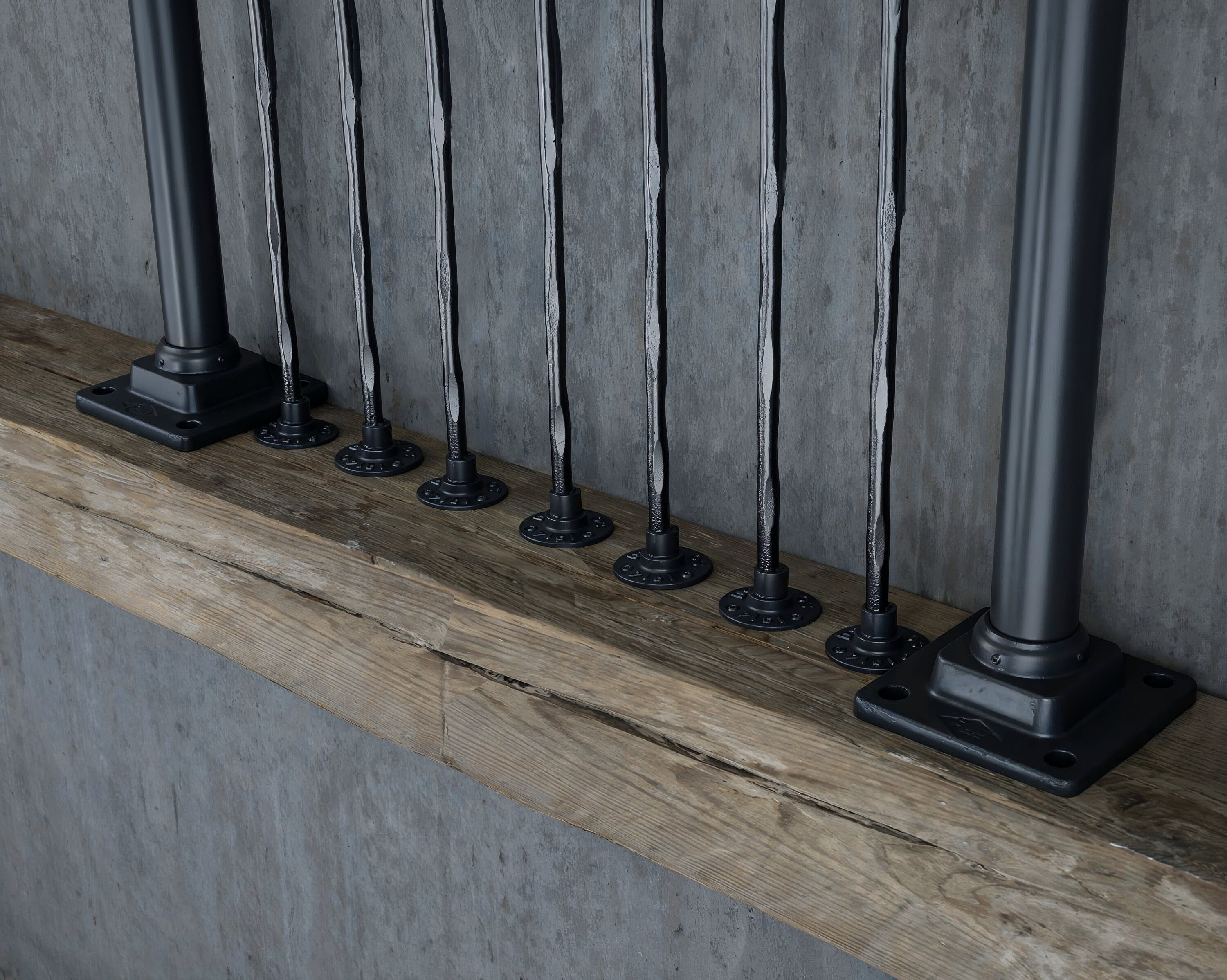 Black Wrought Iron Balustrades Handrail Horizontal Balusters Stair ...