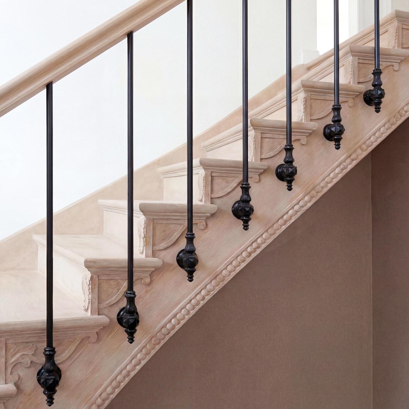 Victorian Style Iron Stair Spindles | Satin Black Side Mount Balusters ...