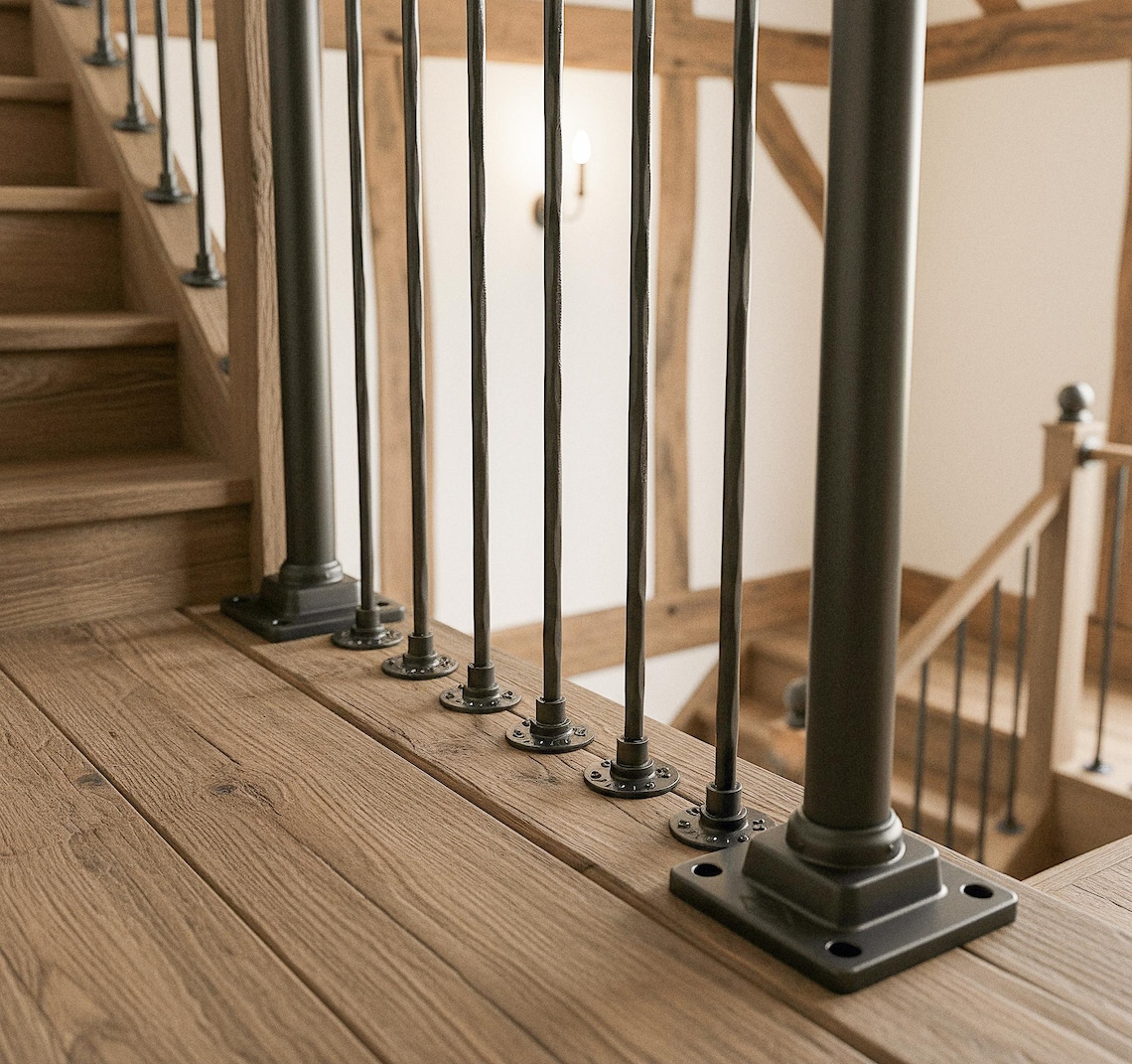 Black Wrought Iron Balustrades Handrail Horizontal Balusters Stair ...