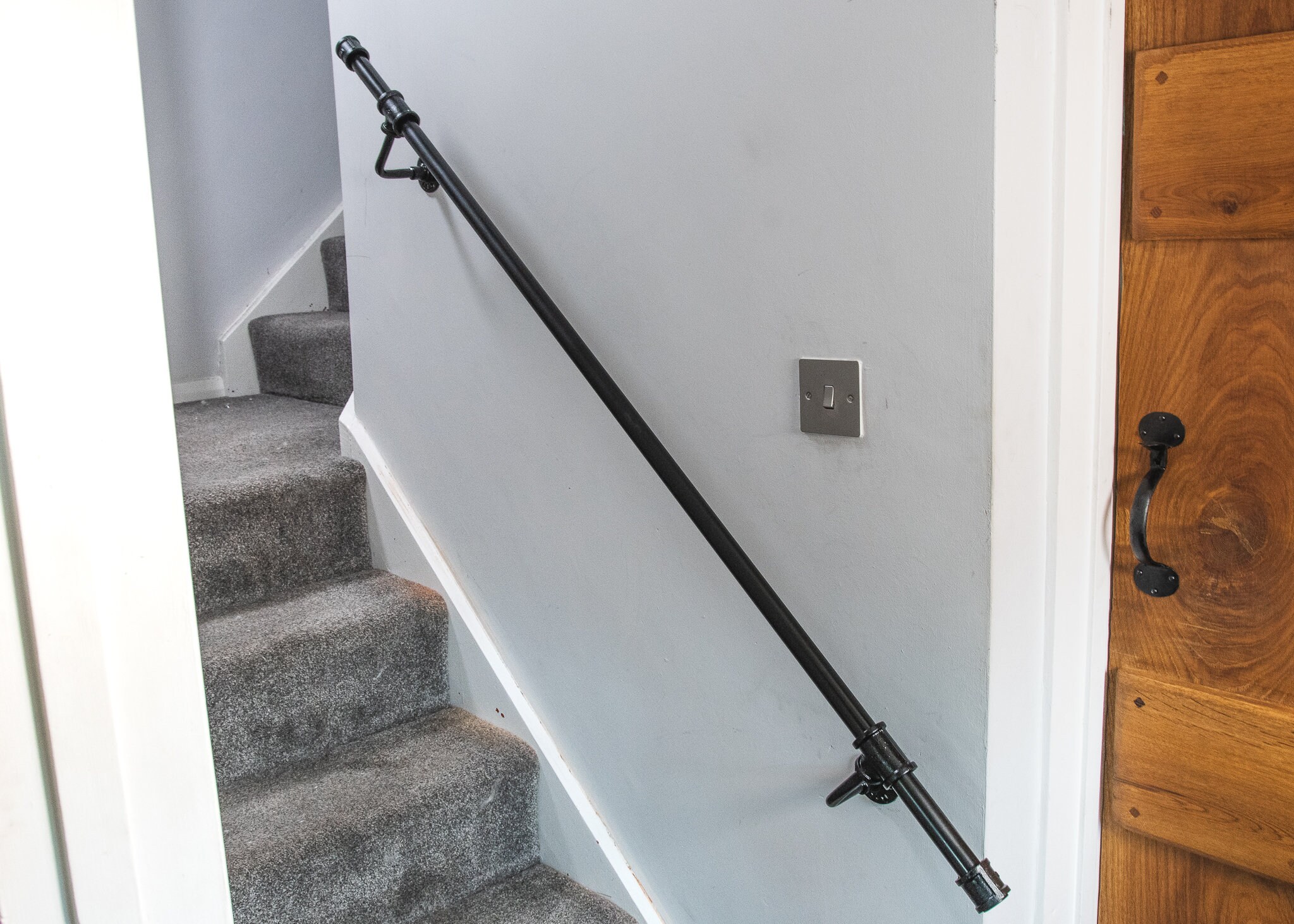 Black Metal Handrail Stair Handrails Wrought Iron Staircase - Etsy UK