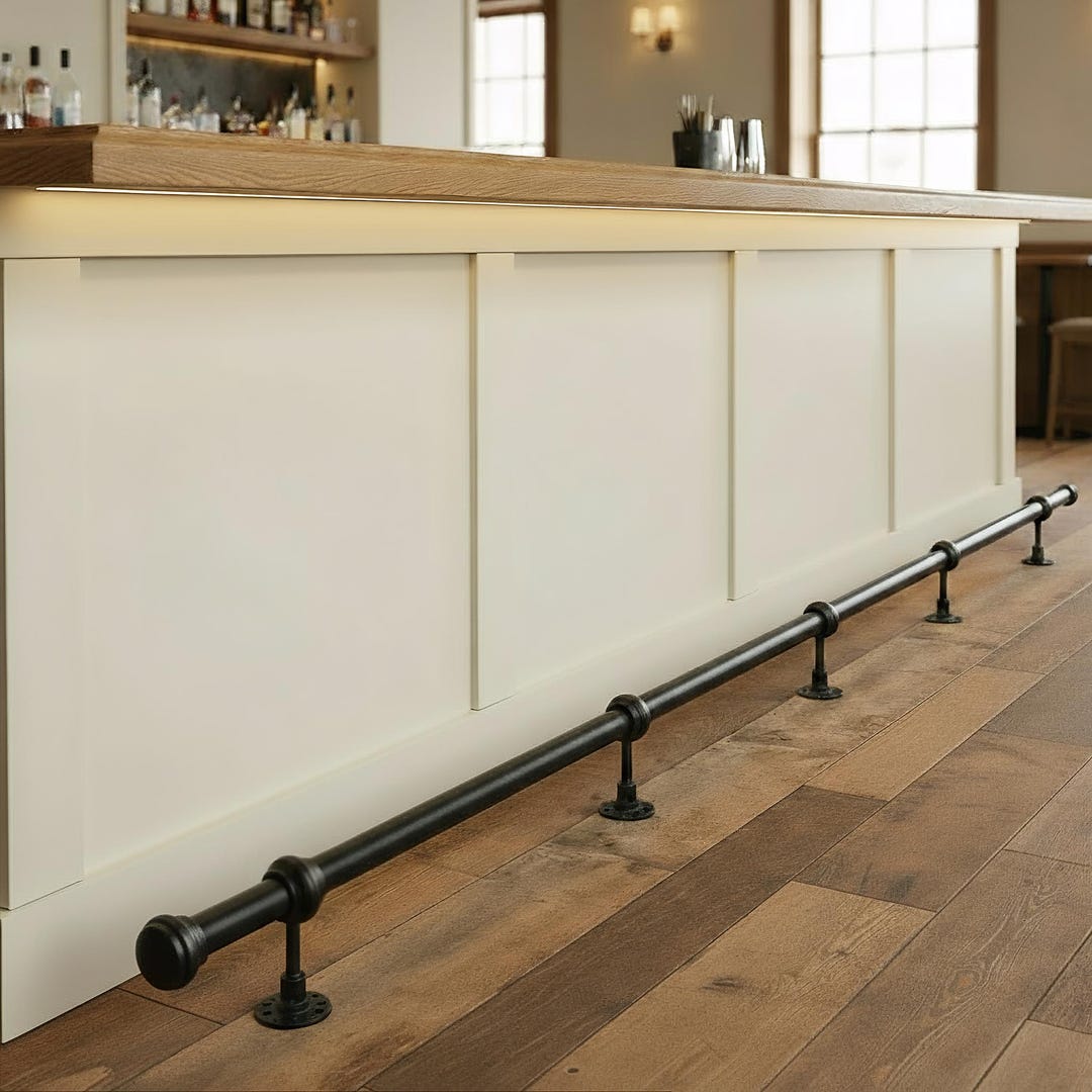 Industrial Foot Rail Black Home Bar Foot Rail Kitchen Island Foot Rest ...