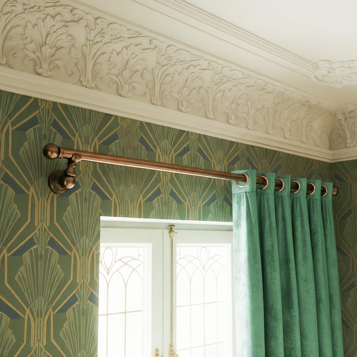 Bronze Metal Curtain Rail Wrought Iron Wall Mounted Vintage Curtain Rod ...