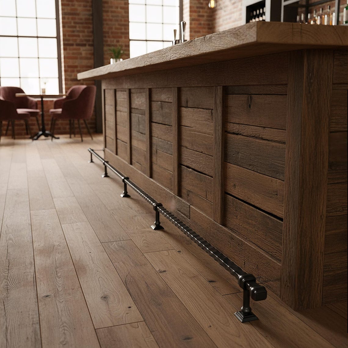 Industrial Foot Rail Wrought Iron Home Bar Foot Rail Kitchen Island ...