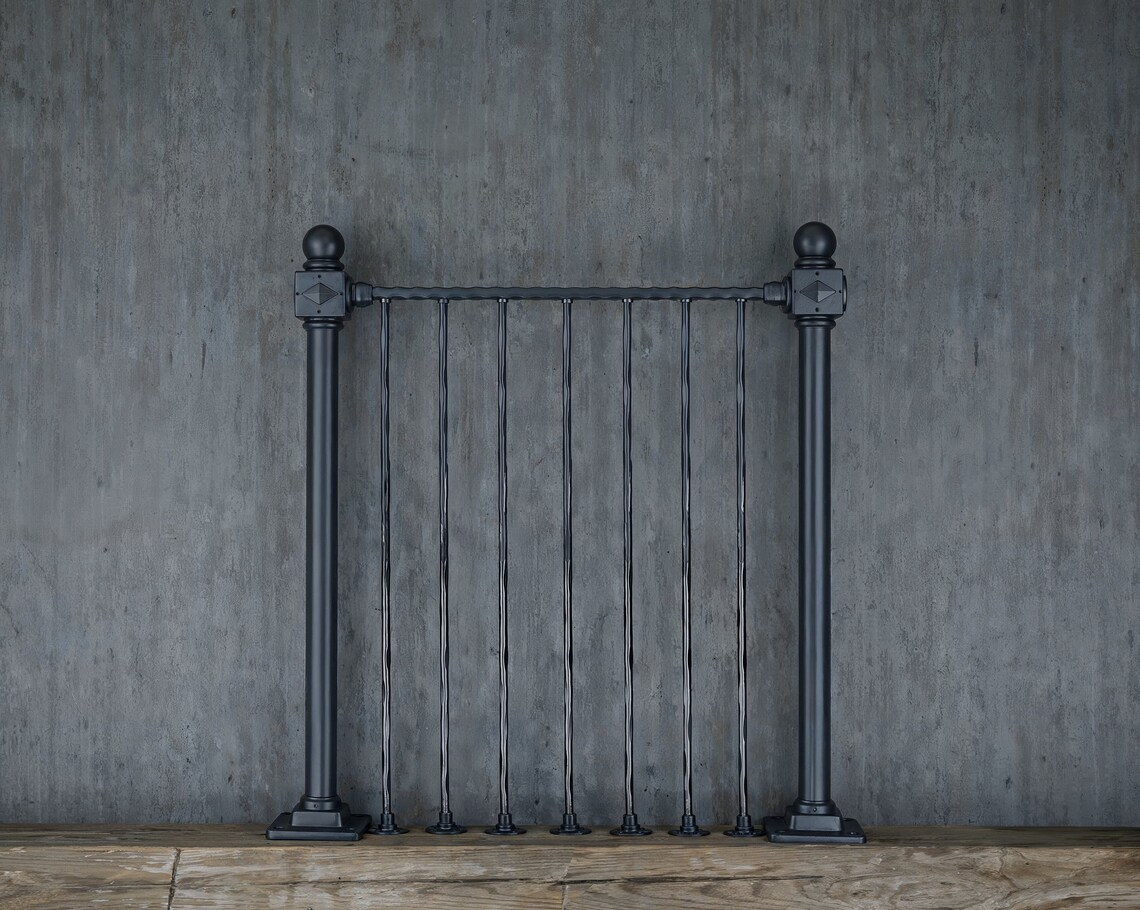 Black Wrought Iron Balustrades Handrail Horizontal Balusters Stair ...