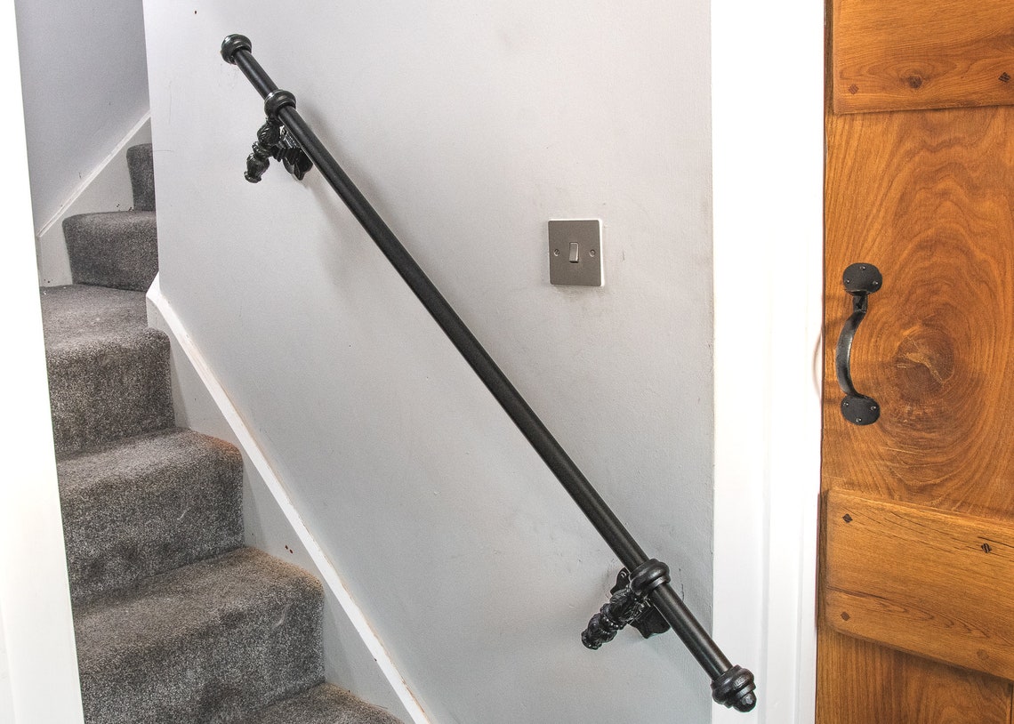 Black Metal Handrail Stair Handrails Wrought Iron - Etsy UK