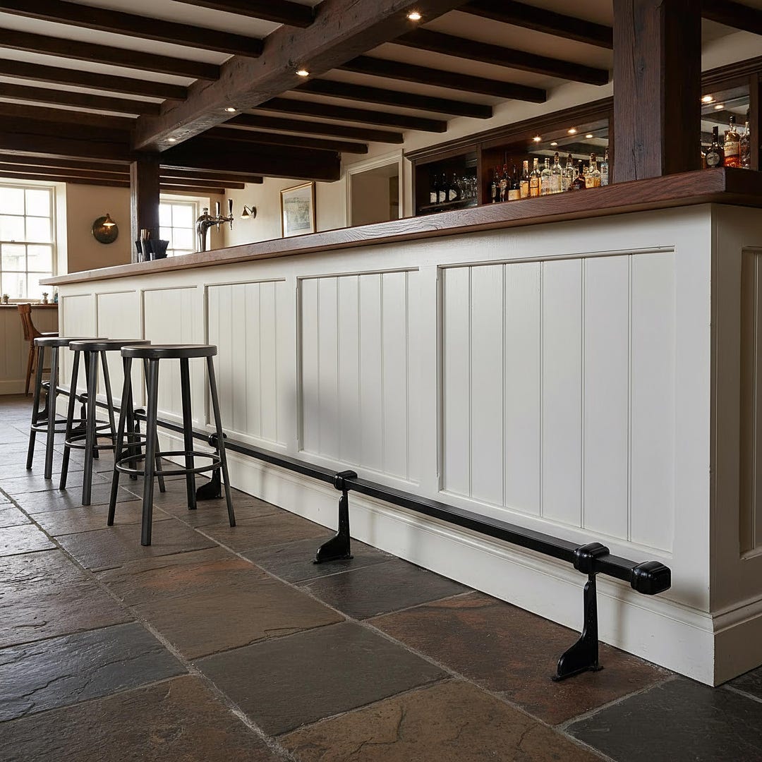 Industrial Foot Rail Black Wrought Iron Home Bar Foot Rail Kitchen ...