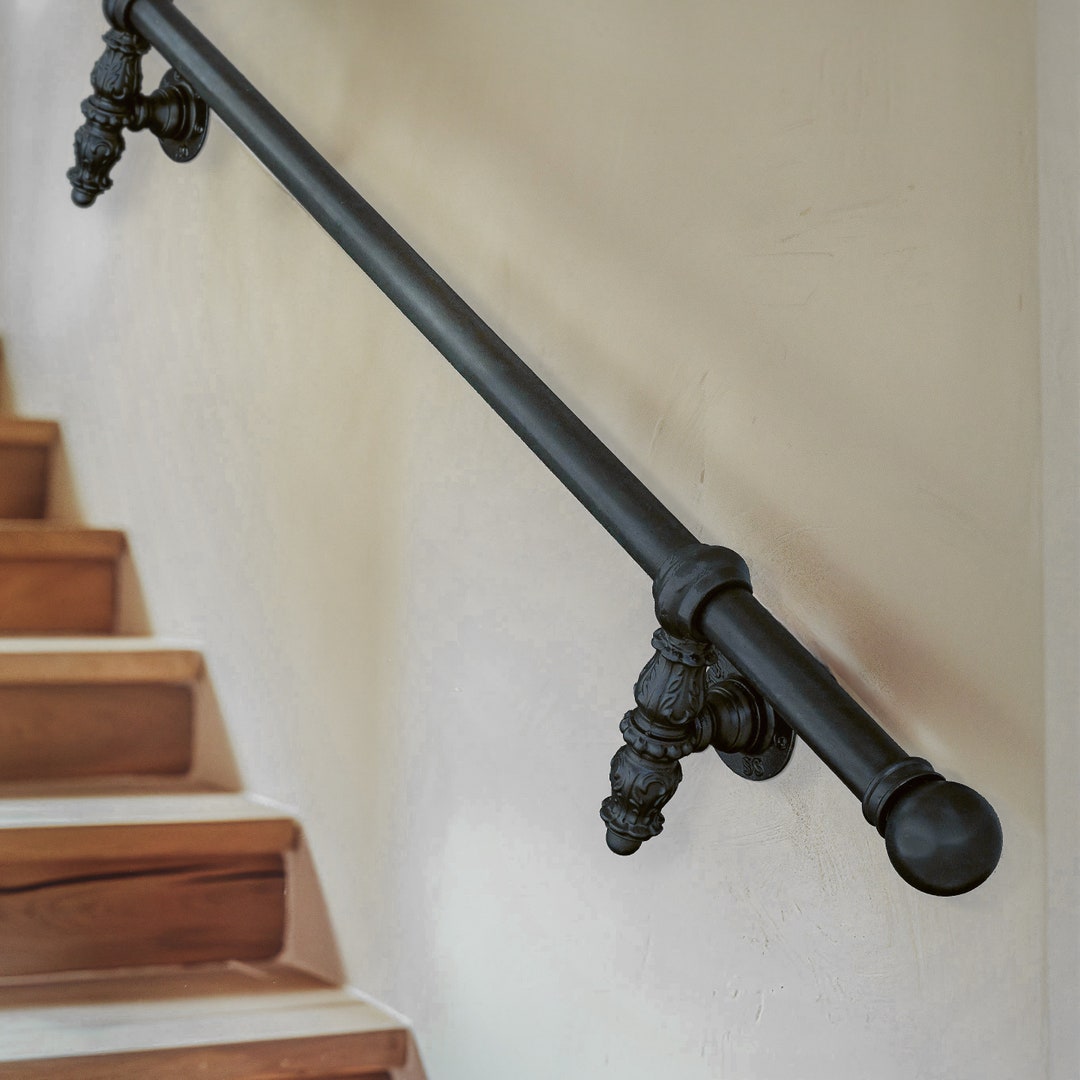 Black Metal Handrail Stair Handrails Wrought Iron Staircase Railings ...