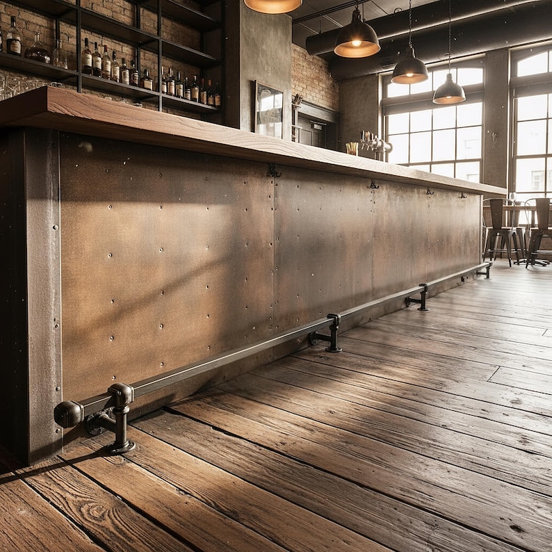 Industrial Foot Rail Black Wrought Iron Home Bar Foot Rail Kitchen ...
