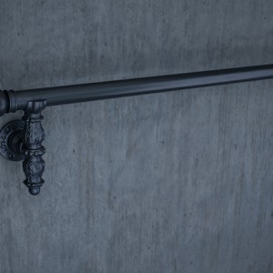 Black Metal Curtain Rail Wrought Iron Wall Mounted Vintage Curtain Rod ...