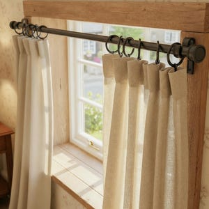 Black Metal Curtain Rail Wrought Iron Wall Mounted Vintage Curtain Rod ...