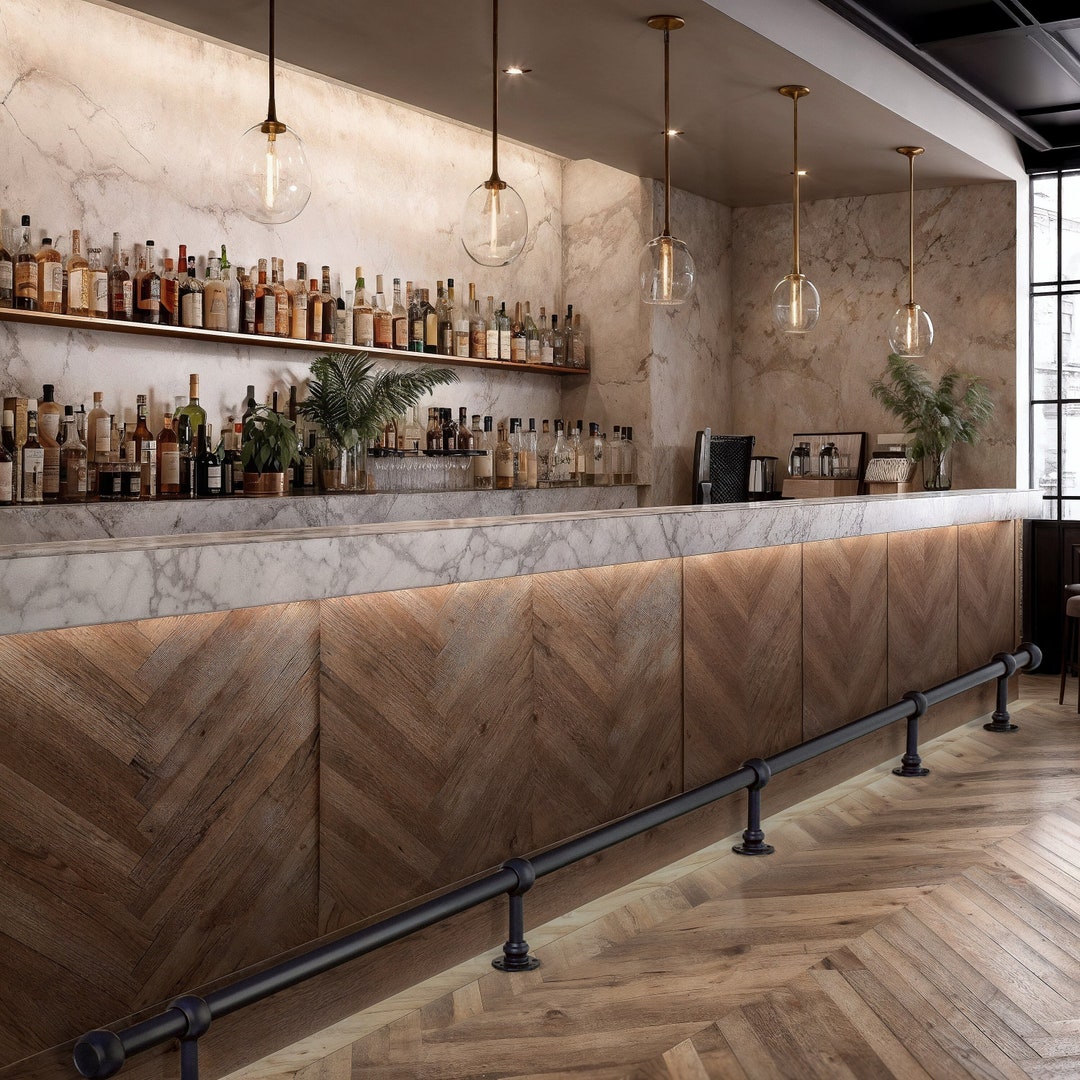 Industrial Foot Rail Black Heavy Duty Home Bar Foot Rail Kitchen Island ...