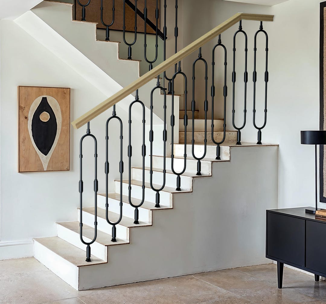 Wrought Iron Stair Spindle Black Railing Panel Handrail Balusters ...