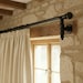 Black Metal Curtain Rail Wrought Iron Wall Mounted Vintage Curtain Rod ...