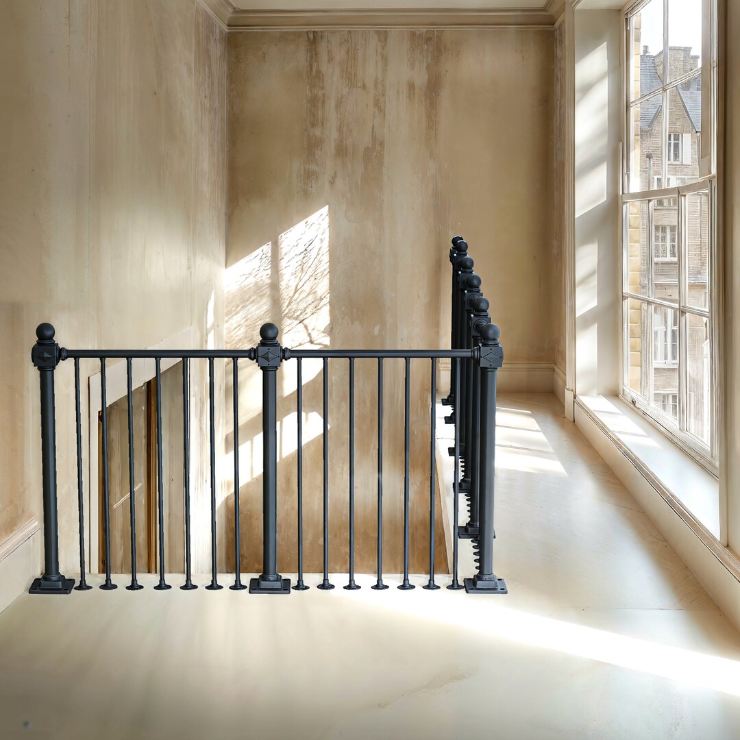 Black Wrought Iron Vintage Balustrades Handrail Horizontal Balusters ...
