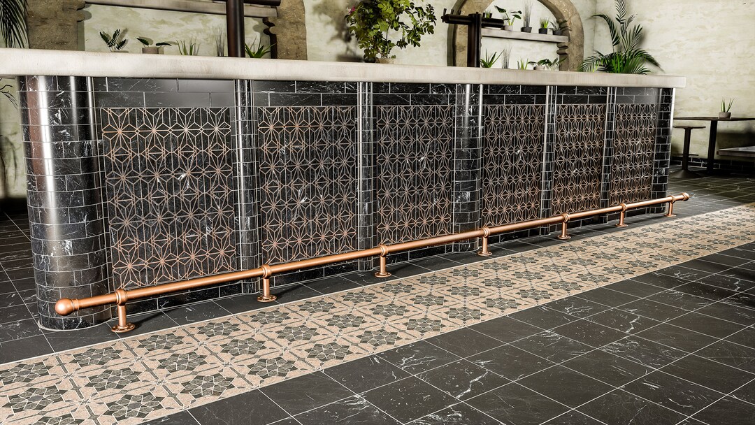 Industrial Foot Rail Copper Home Bar Foot Rail Kitchen Island - Etsy