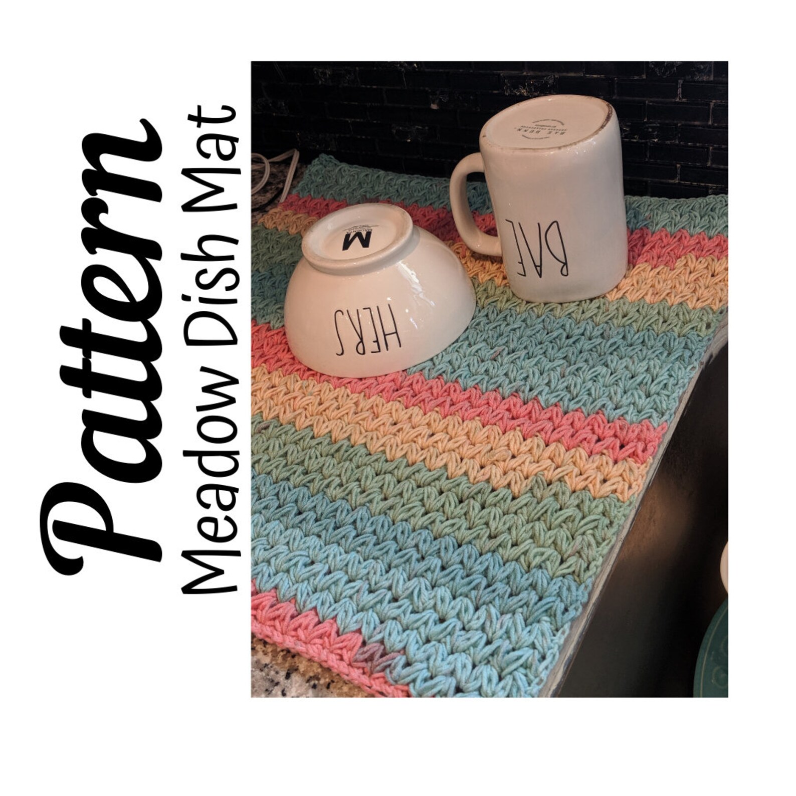 Crochet Pattern, Crochet Meadow Dish Mat PATTERN Only, Crochet Dish Mat ...