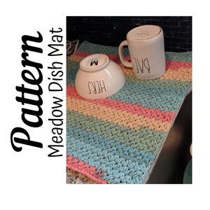 Crochet Pattern, Crochet Meadow Dish Mat PATTERN Only, Crochet Dish Mat ...