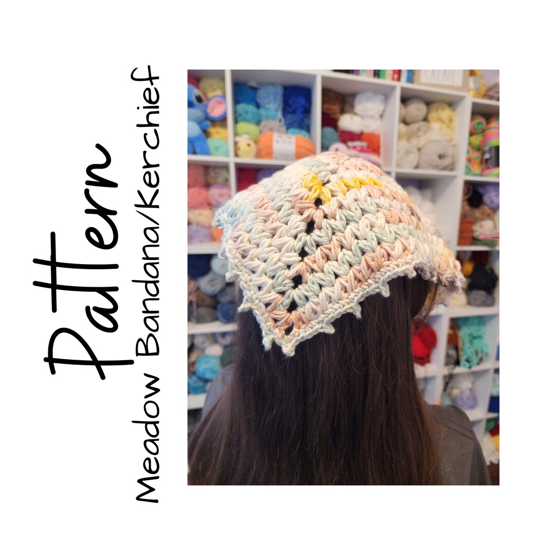 Crochet Pattern, Crochet Meadow Bandana, Crochet Kerchief, Crochet ...