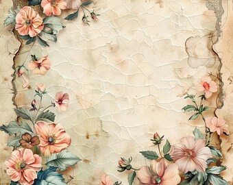 Shabby Chic Floral Paper Clipart Bundle-12 High Quality Watercolor Jpgs ...