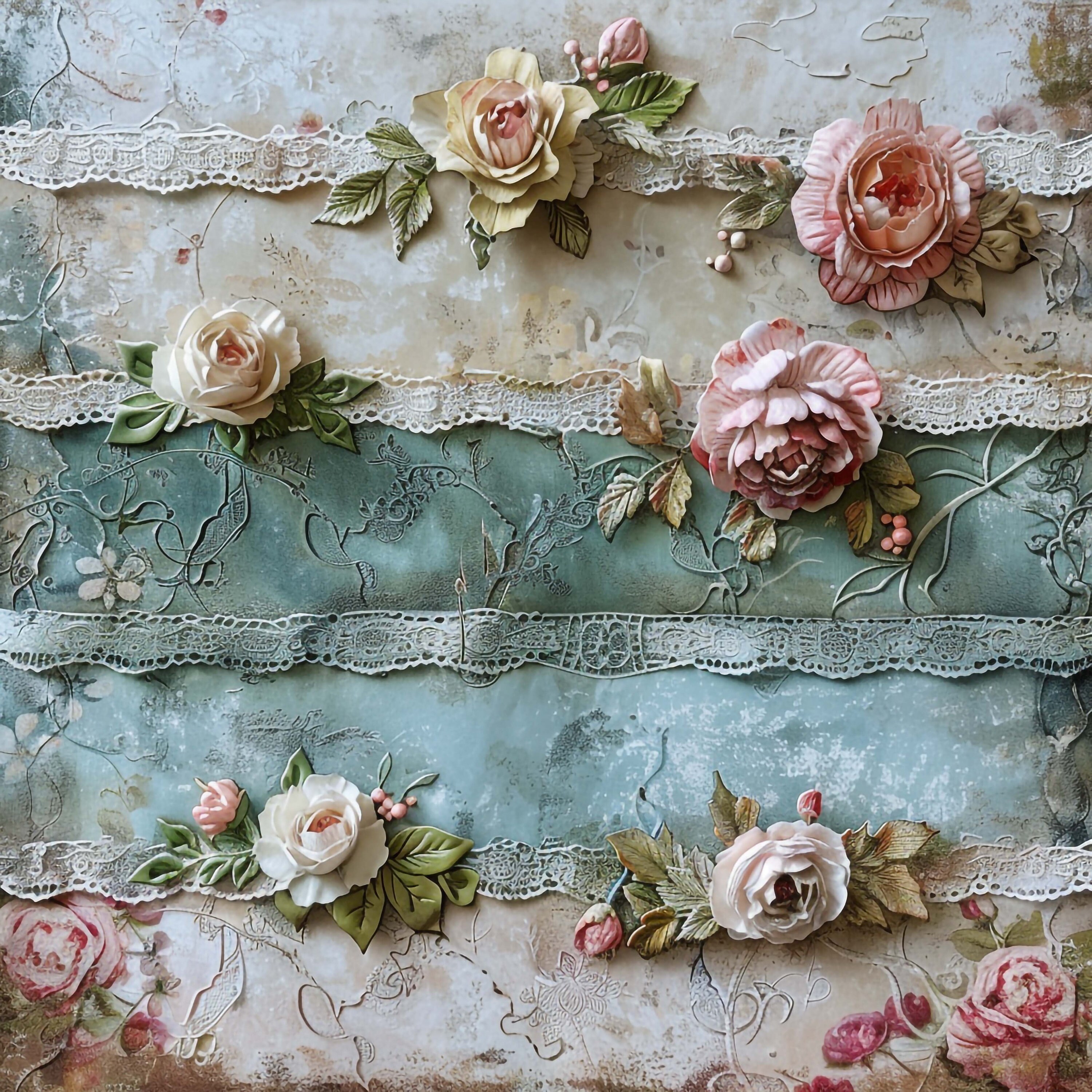 Shabby Chic Floral Paper Clipart Bundle-12 High Quality Watercolor Jpgs ...