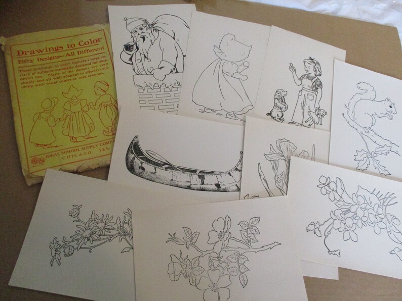 1940s DRAWINGS TO COLOR 49 of Them Ideal School Supply Co. | Etsy