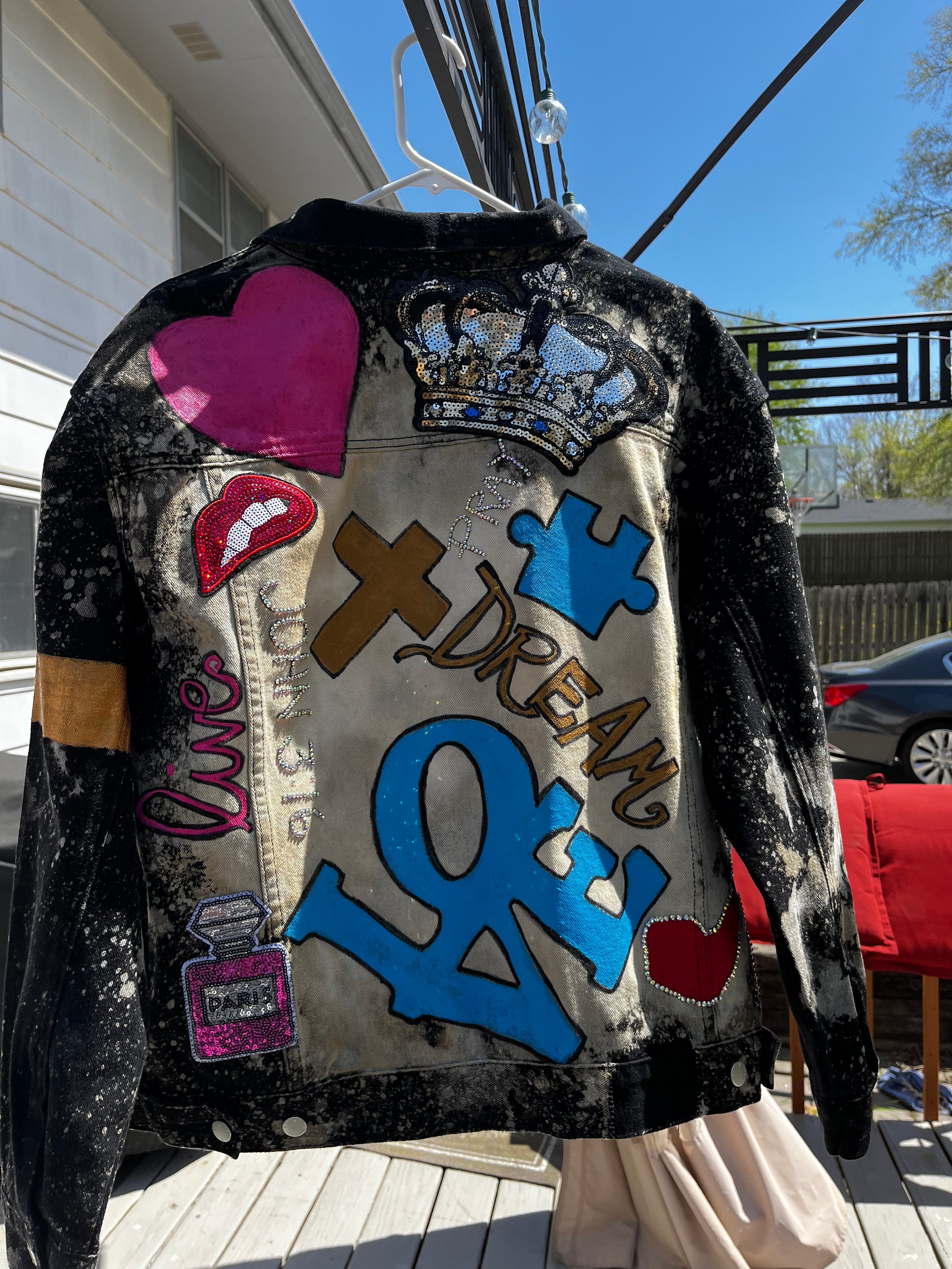 XL Rework Black Jean Jacket - Etsy