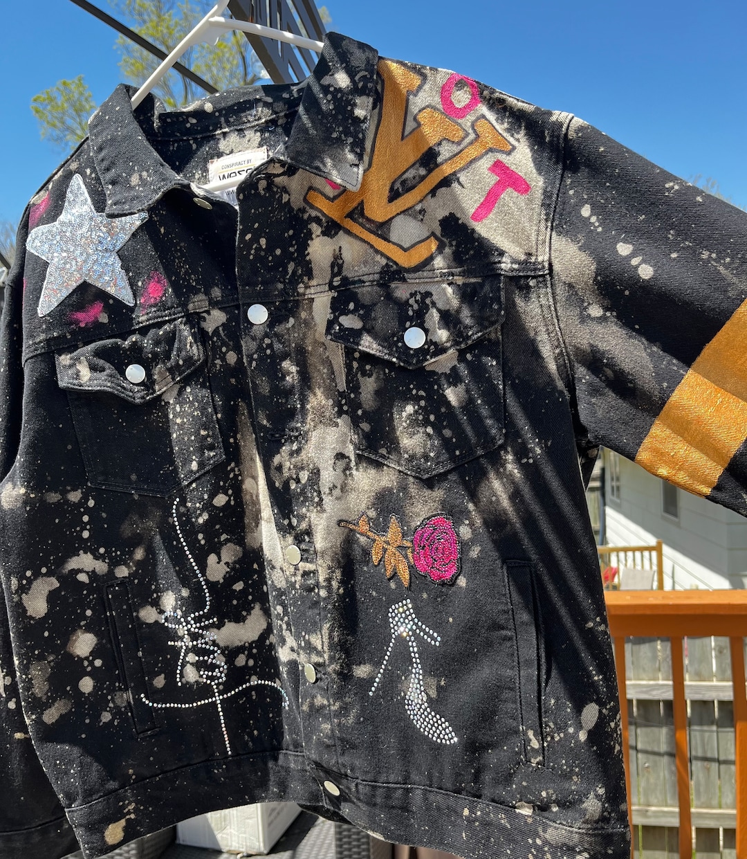 XL Rework Black Jean Jacket - Etsy