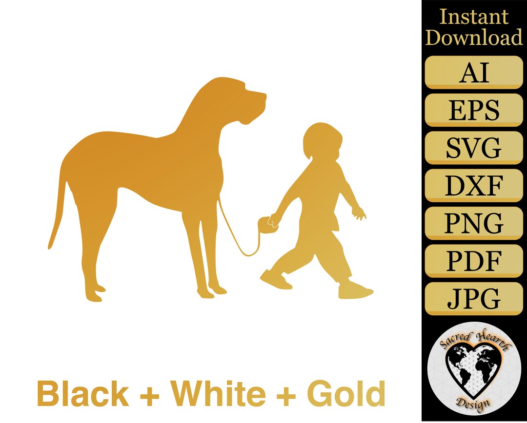 Child Walking Dog SVG | Child Walking Dog PNG | Child Walking Dog ...