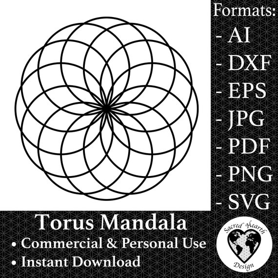 Torus Mandala Vector / Geometry SVG / Commercial Clip Art / | Etsy