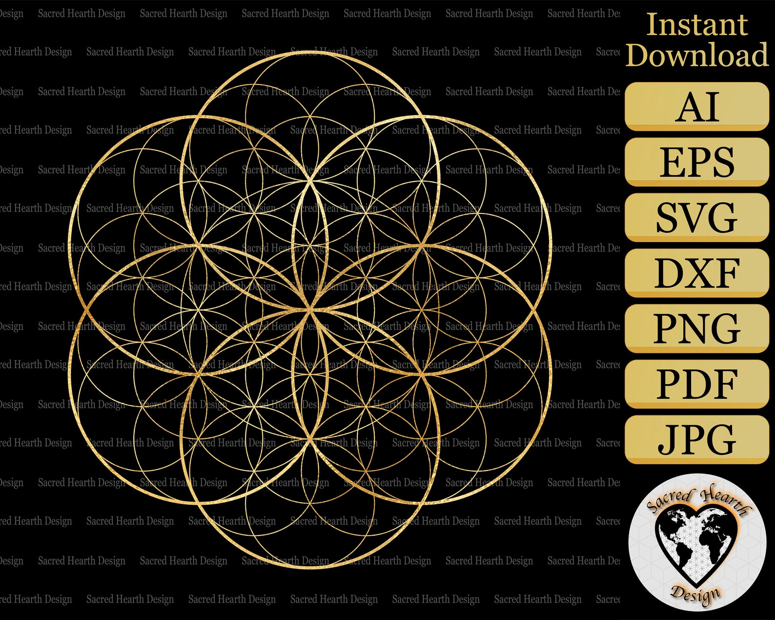 Seed of Life SVG / Fractal Svg / Sacred Geometry SVG / Seed of | Etsy