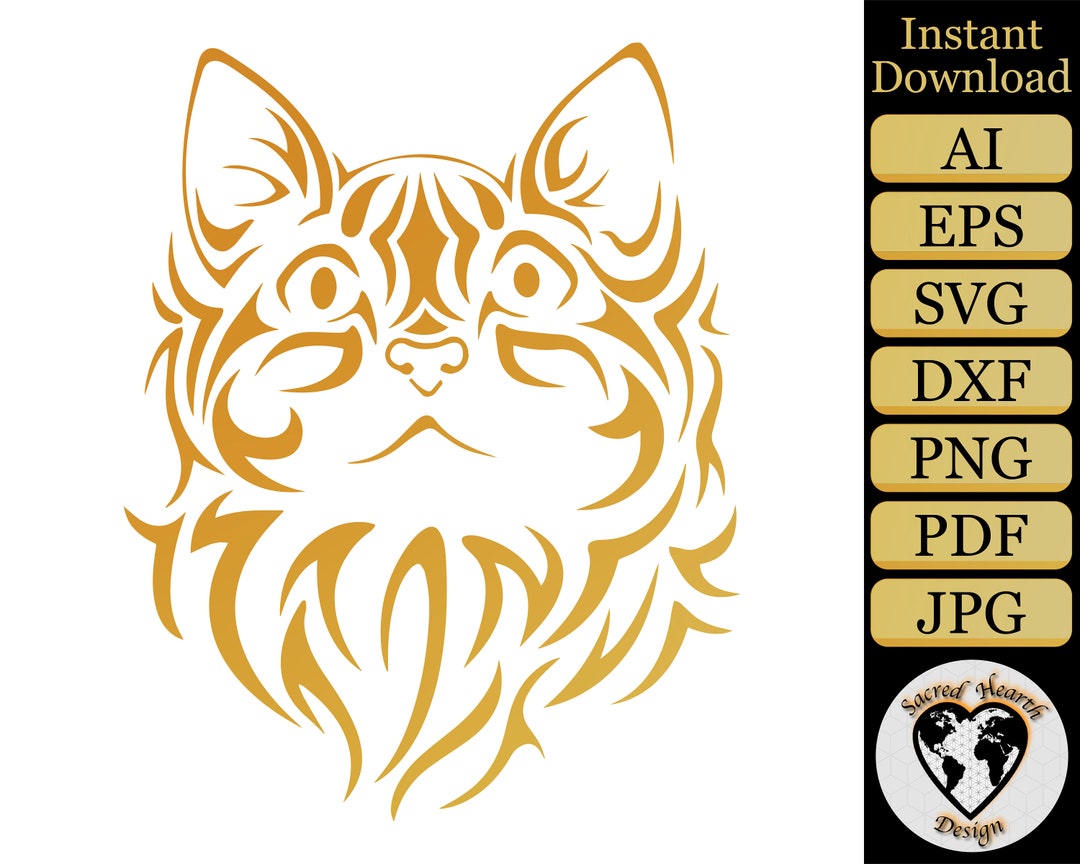 Tribal Cat SVG / Cat Png / Cat Clipart / Cat Clip Art / Cat Dxf ...