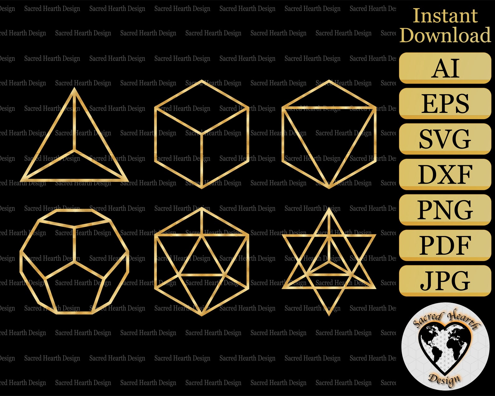 Platonic Solids SVG Bundle / Sacred Geometry Svg Bundle / - Etsy