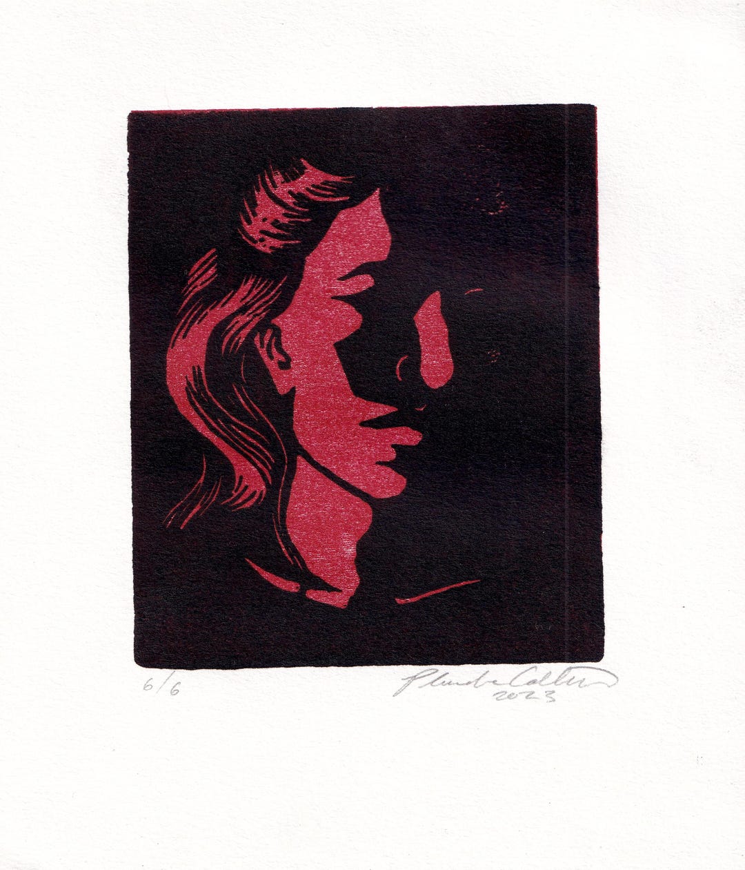 Red Portrait: Hand-pulled Woodcut Print - Etsy