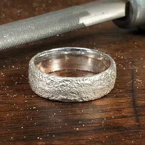 Silver Wedding Ring, Sand Cast Ring, Organic Wedding Band, Earth Ring ...
