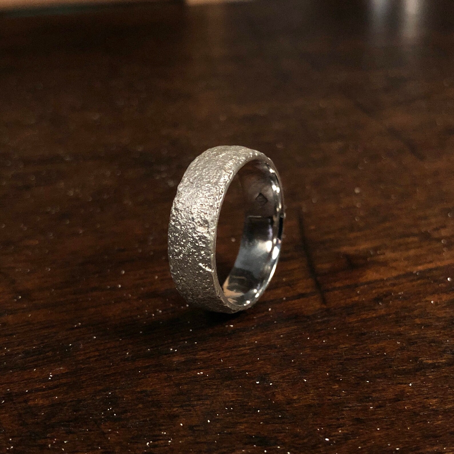 Silver Wedding Ring Sand Cast Ring Organic Wedding Band - Etsy UK