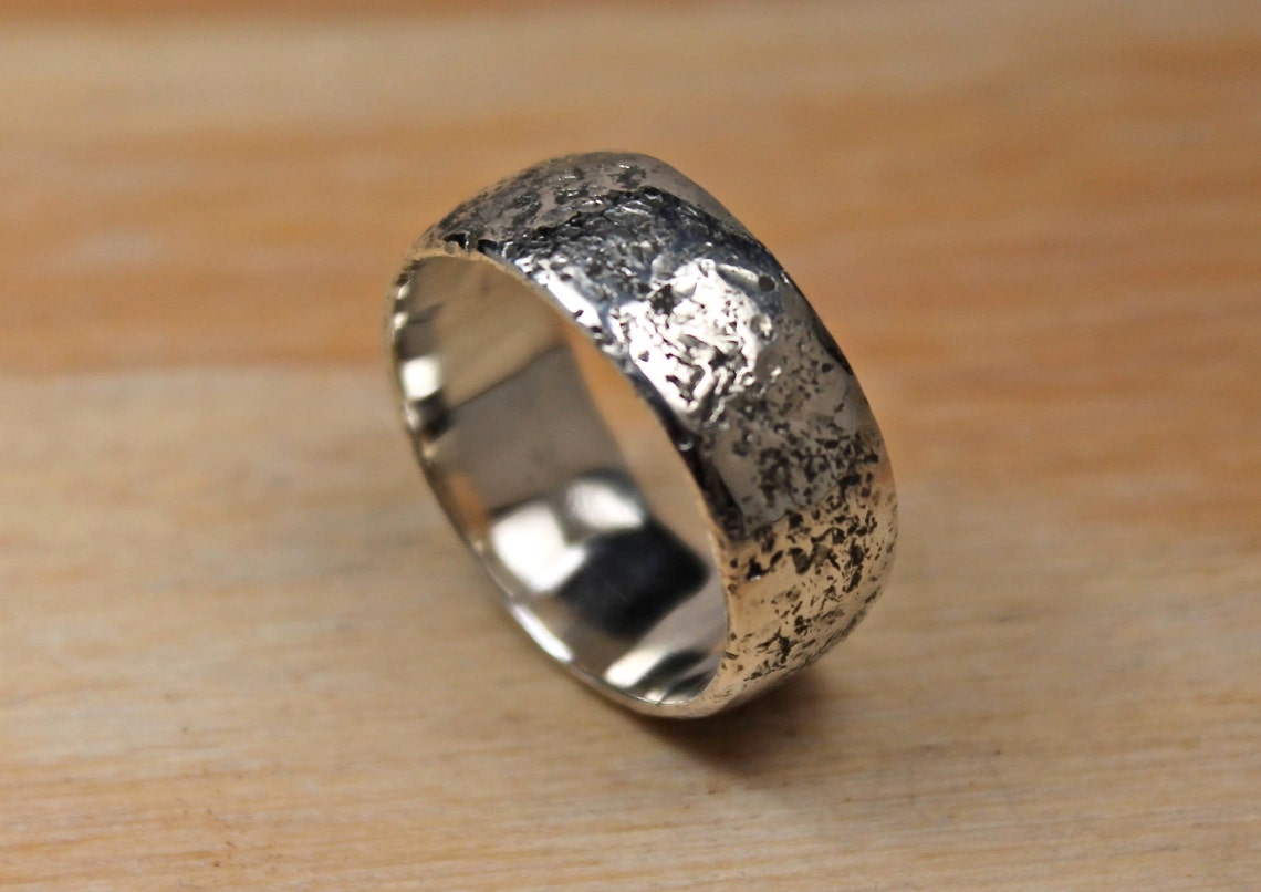 Chunky Silver Ring Hand Hammered Band 7mm Men's Textured - Etsy UK