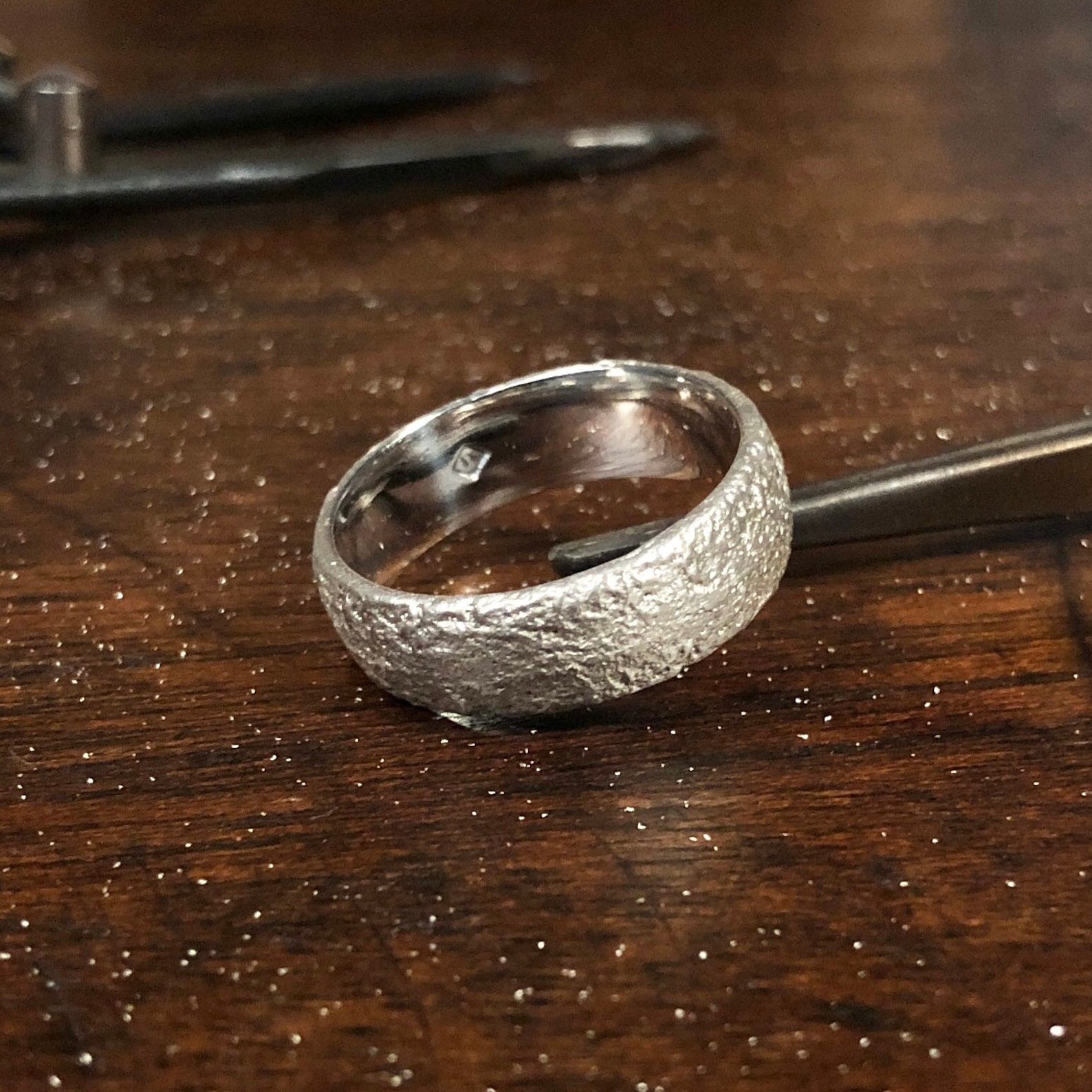 Silver Wedding Ring Sand Cast Ring Organic Wedding Band - Etsy UK