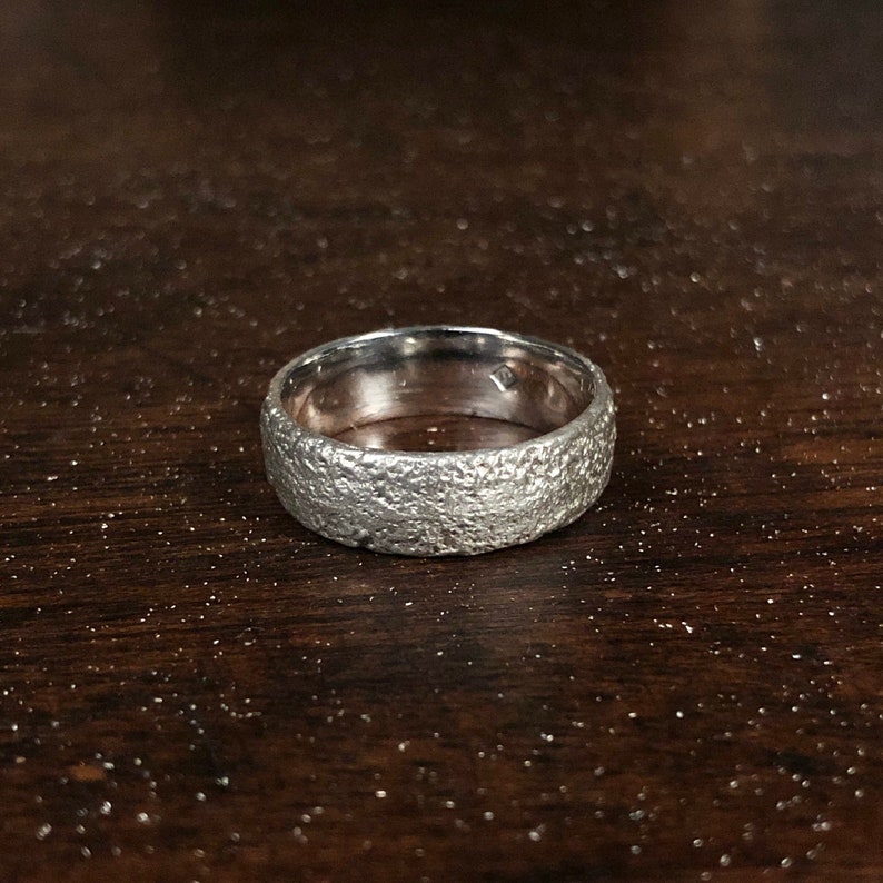 Silver Wedding Ring, Sand Cast Ring, Organic Wedding Band, Earth Ring ...