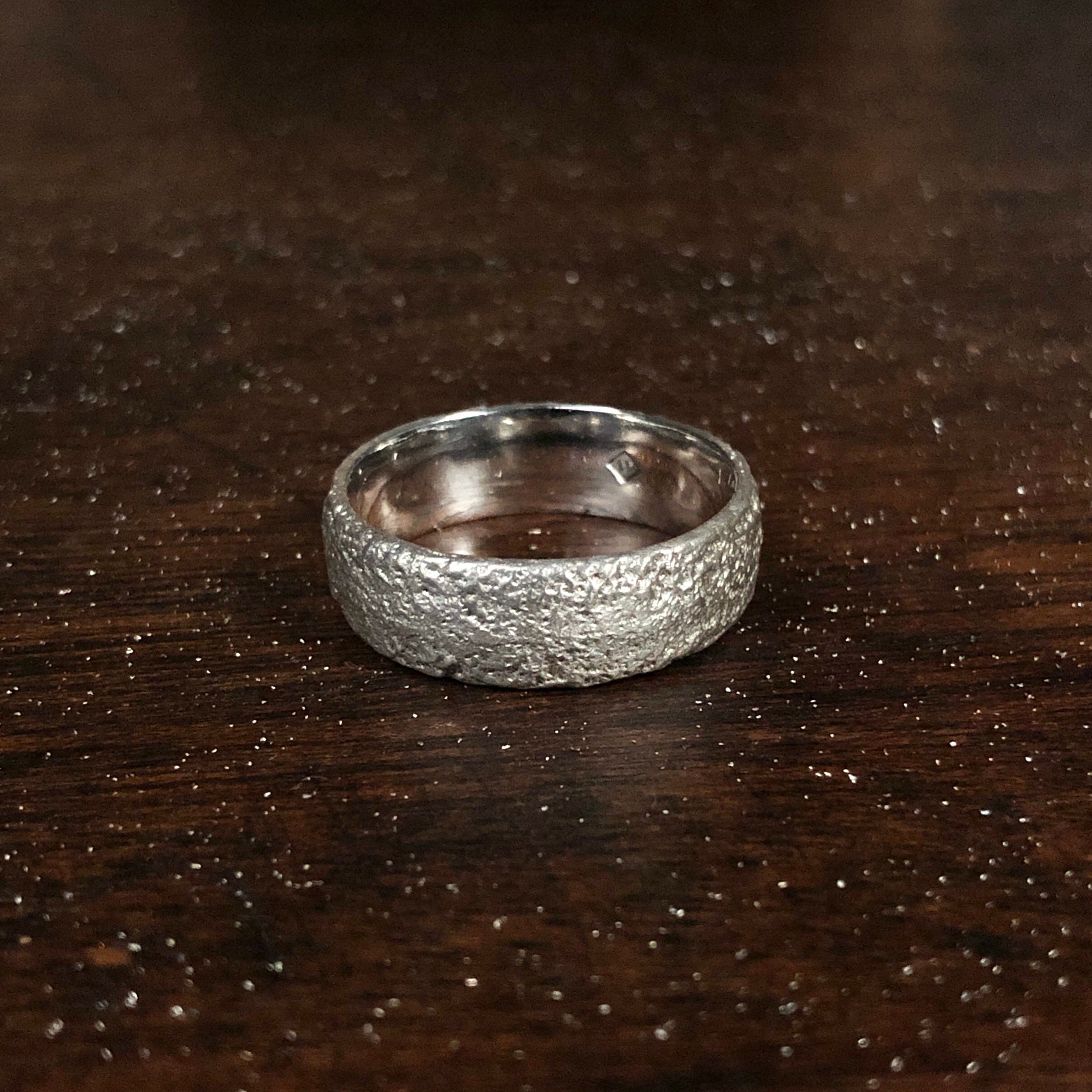 Silver Wedding Ring Sand Cast Ring Organic Wedding Band - Etsy UK